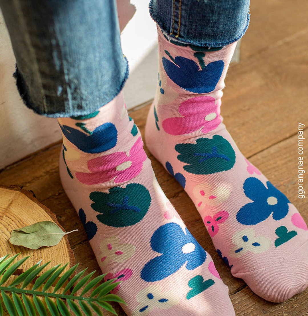 Women's Patterned Socks, Knitted Socks, Floral Design Socks, Skateboard ...