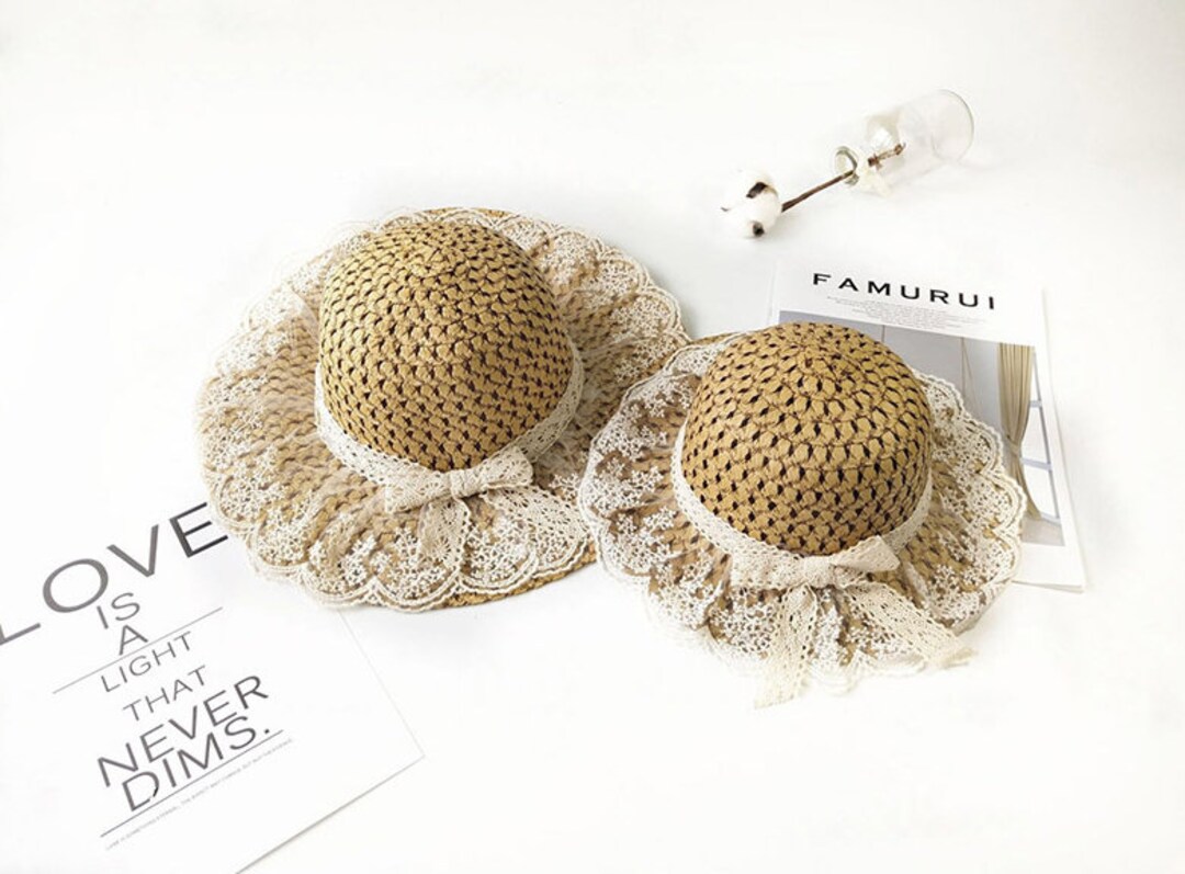 Lace Hat Vintage Hat Summer Hat Wicker Hat Rattan Hat Mom and - Etsy