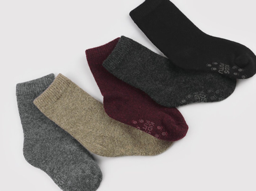 Kids Toddlers Wool Socks Boys Girls Fall Winter Socks Solid Color ...