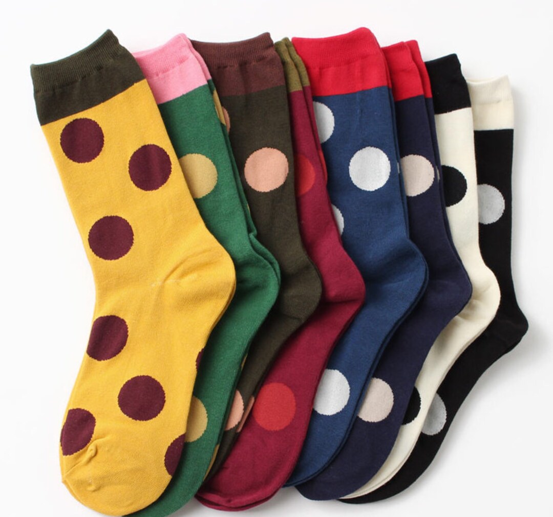 Women's Polka Dot Socks, Women's Patterned Cotton Socks, Women's ...