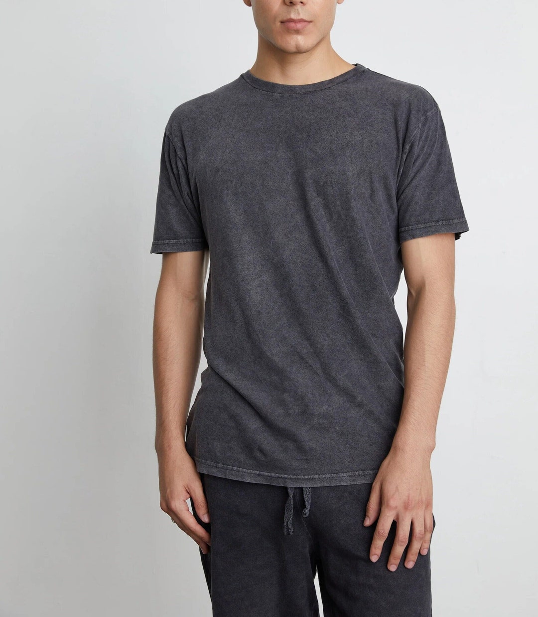 Vintage Black Acid Wash T-shirt, Mineral Wash Tshirt, Distressed Tee ...