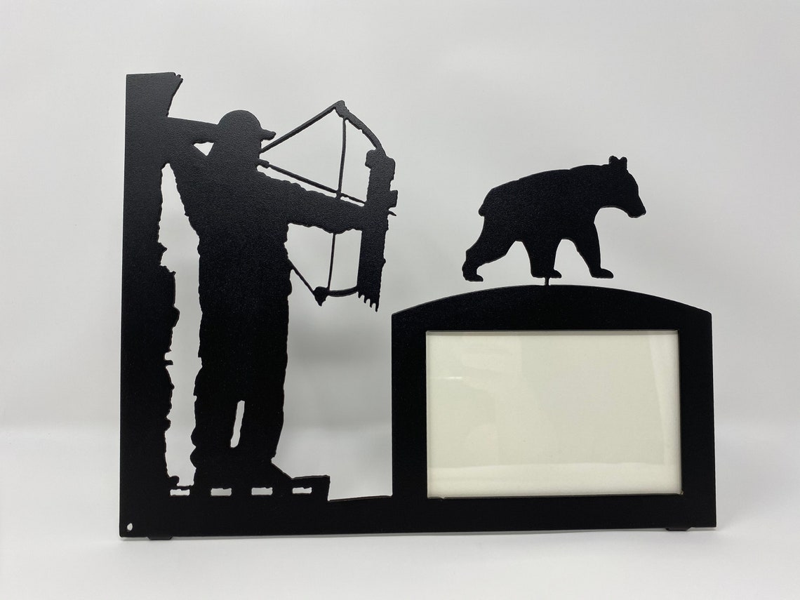 Bear Bow Hunting Picture Frame, Metal Hunting Frame, Bear Hunting Gift ...