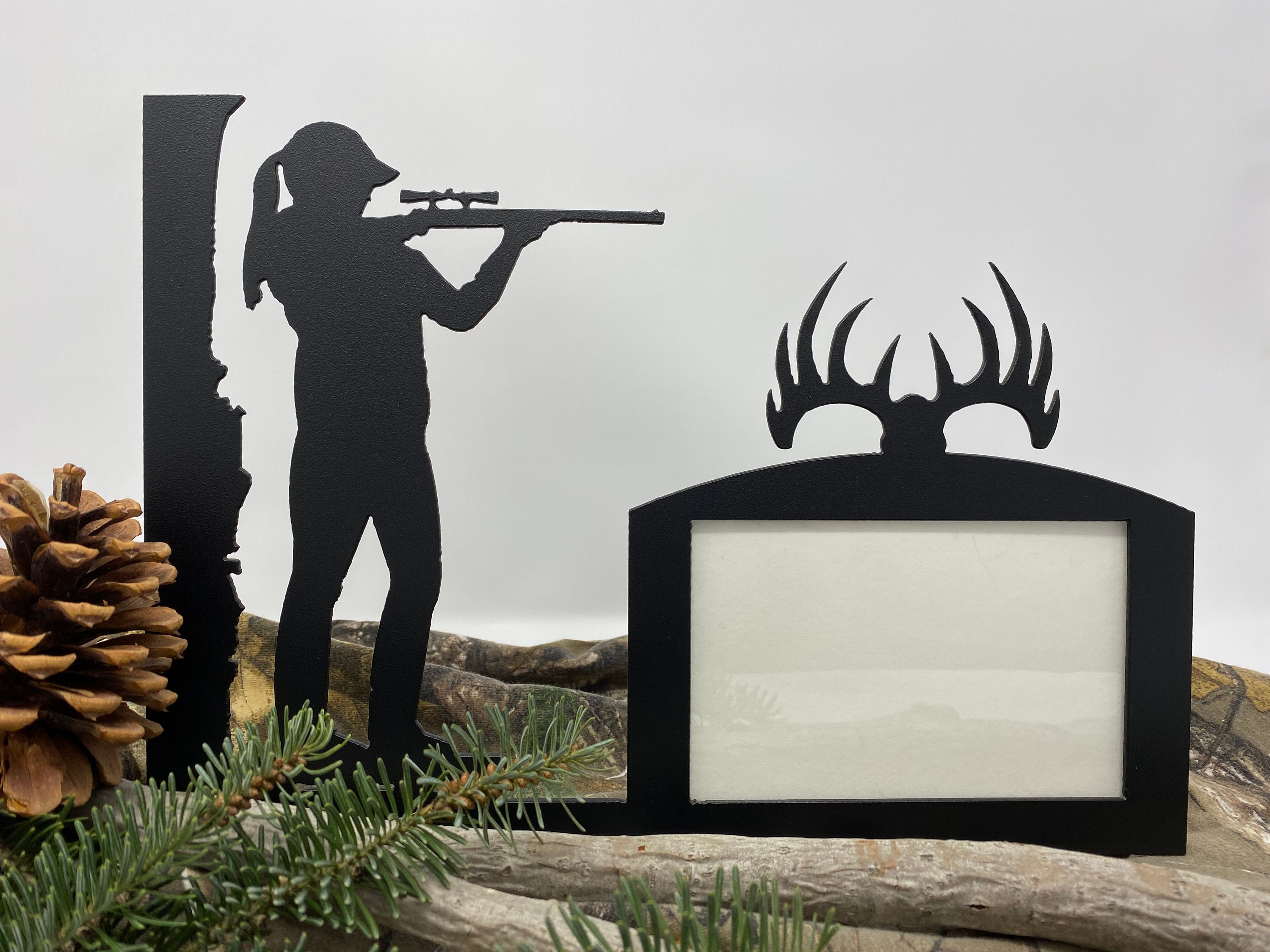 Deer Hunting Picture Frame for Her, Metal Hunting Frame, Deer Rifle ...