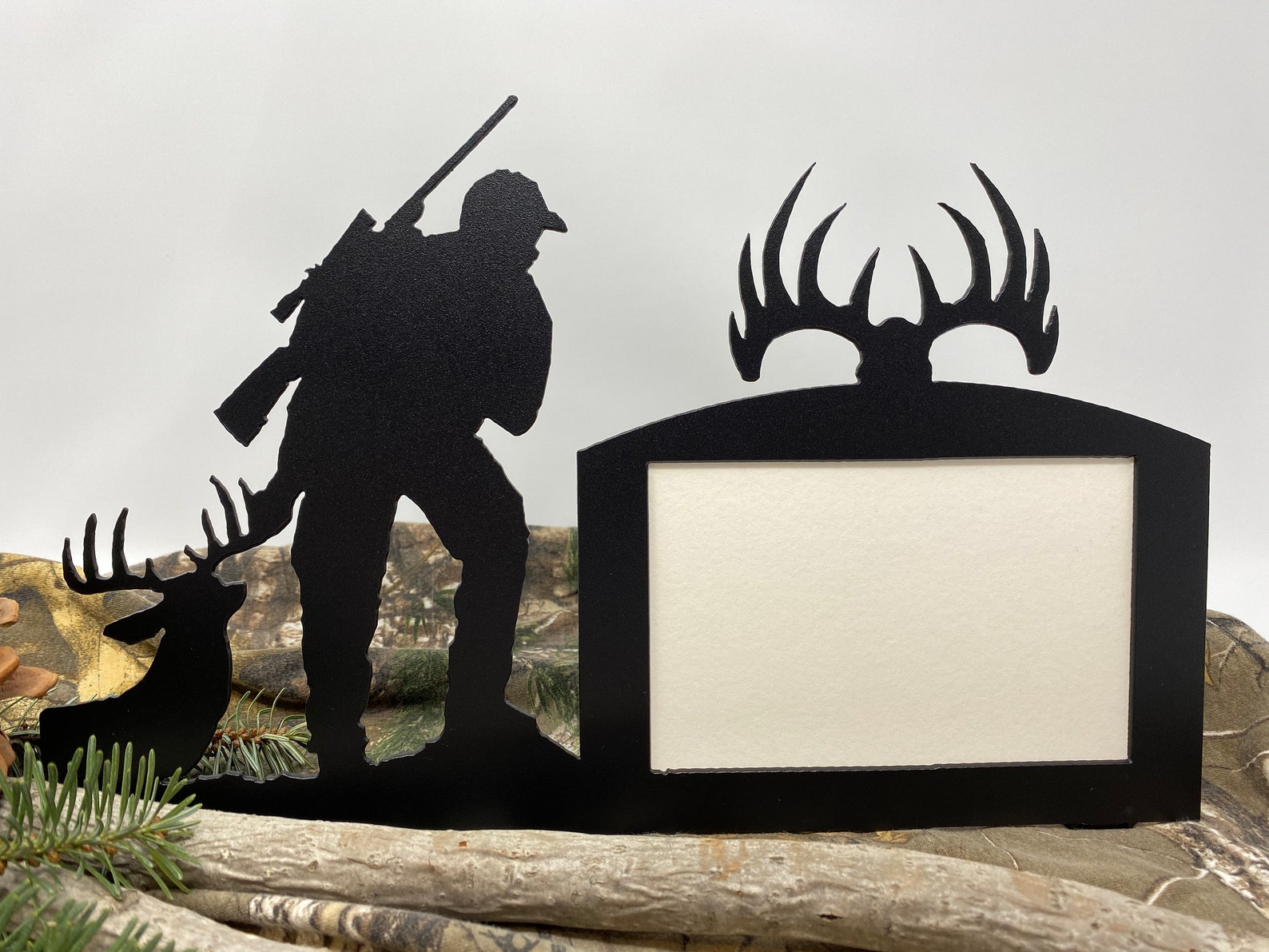Deer Hunting Picture Frame, Metal Hunting Frame, Deer Rifle Hunting ...