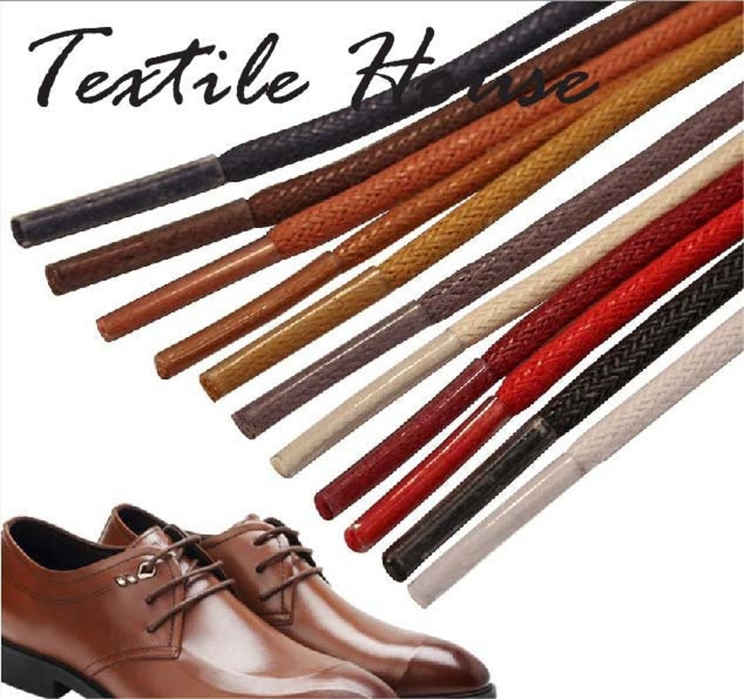 Waxed Shoelaces Round Thin Laces Shoes for Formal Shoes Brogues Dress ...