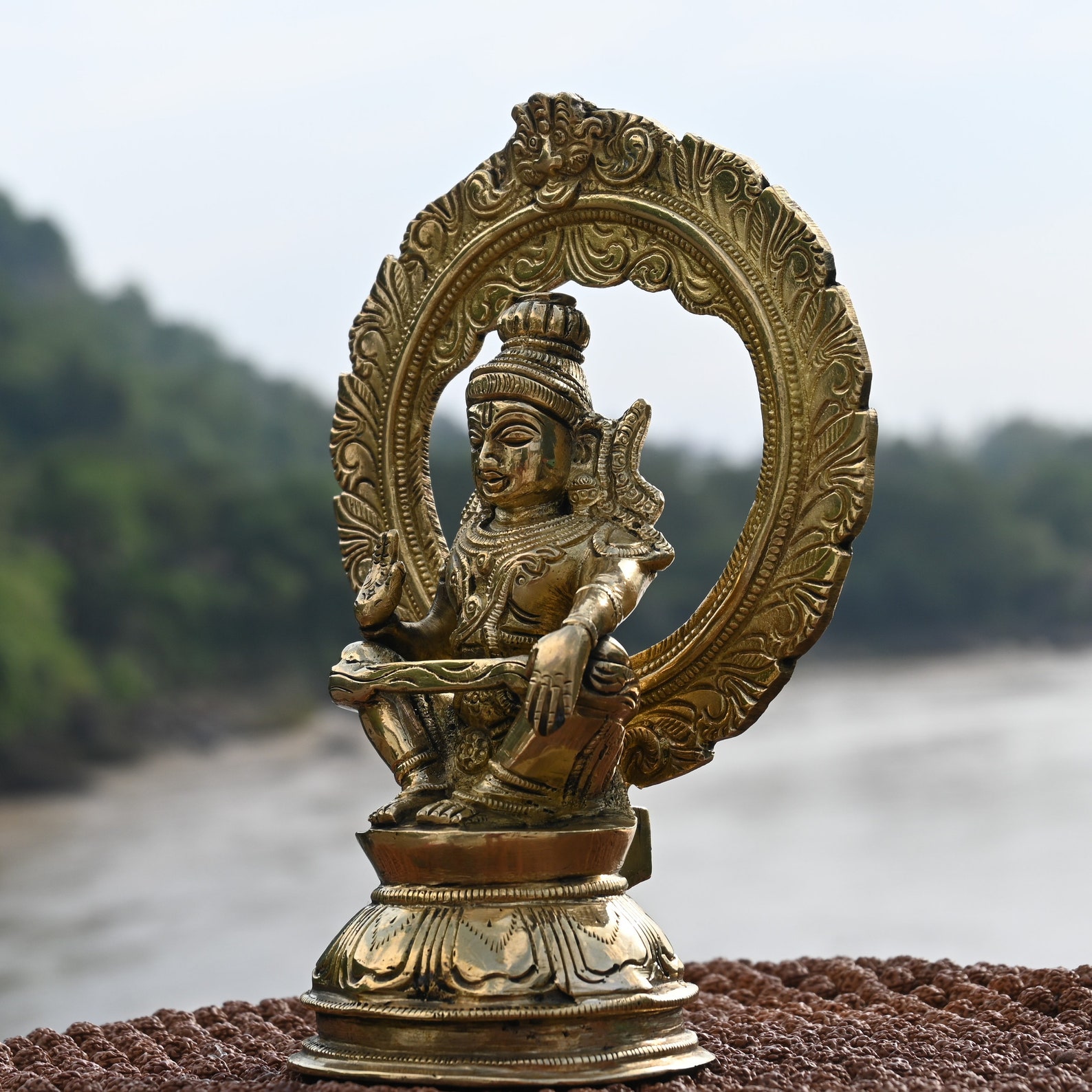 Lord Ayyappa Statue 8 Inches 20cm Ayyappan Brass Sculpture South Indian ...
