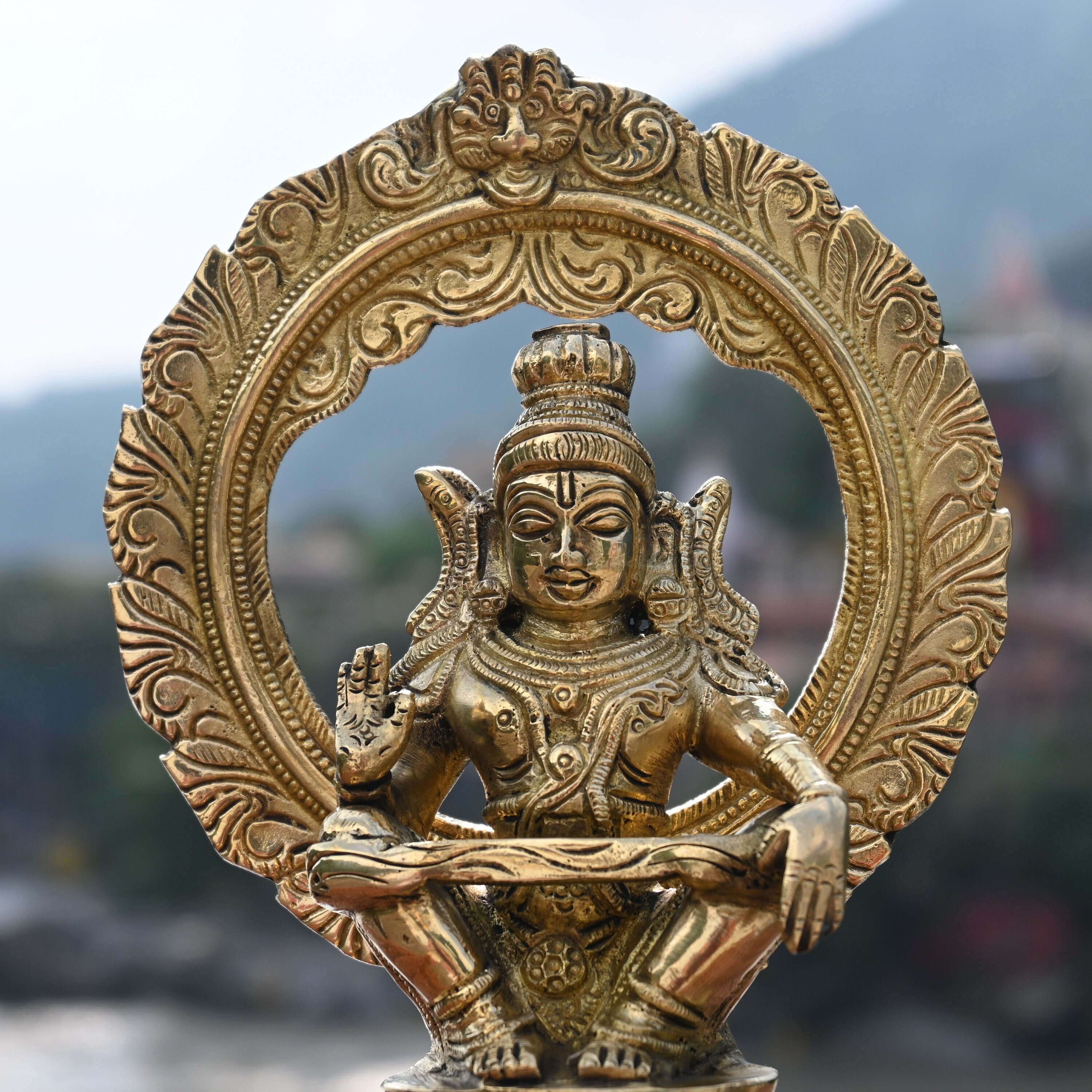 Lord Ayyappa Statue 8 Inches 20cm Ayyappan Brass Sculpture South Indian ...
