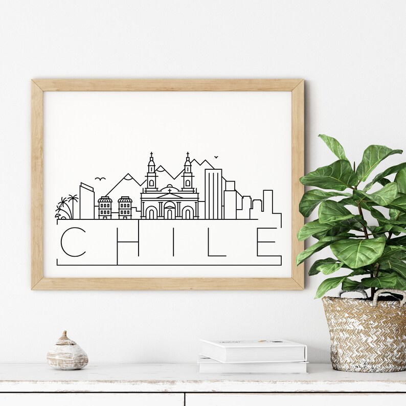 Chile Skyline Print Santiago Printable Chile Poster Chile - Etsy