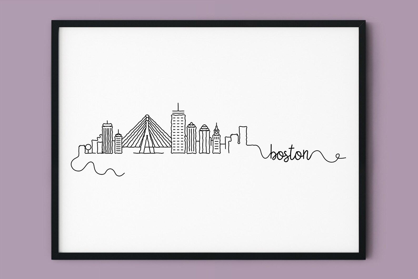 Boston Skyline Print, Massachusetts Printable Wall Decor, Boston Pen ...