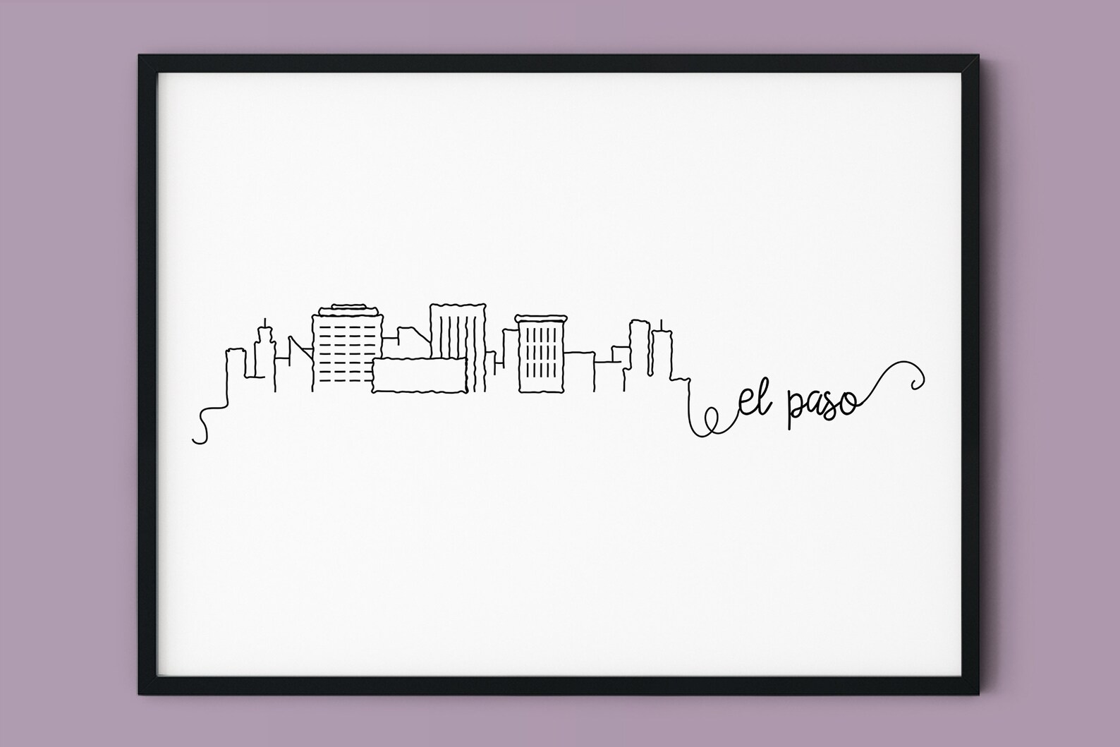 El Paso Skyline Print, Texas Printable Wall Decor, El Paso Pen Line ...