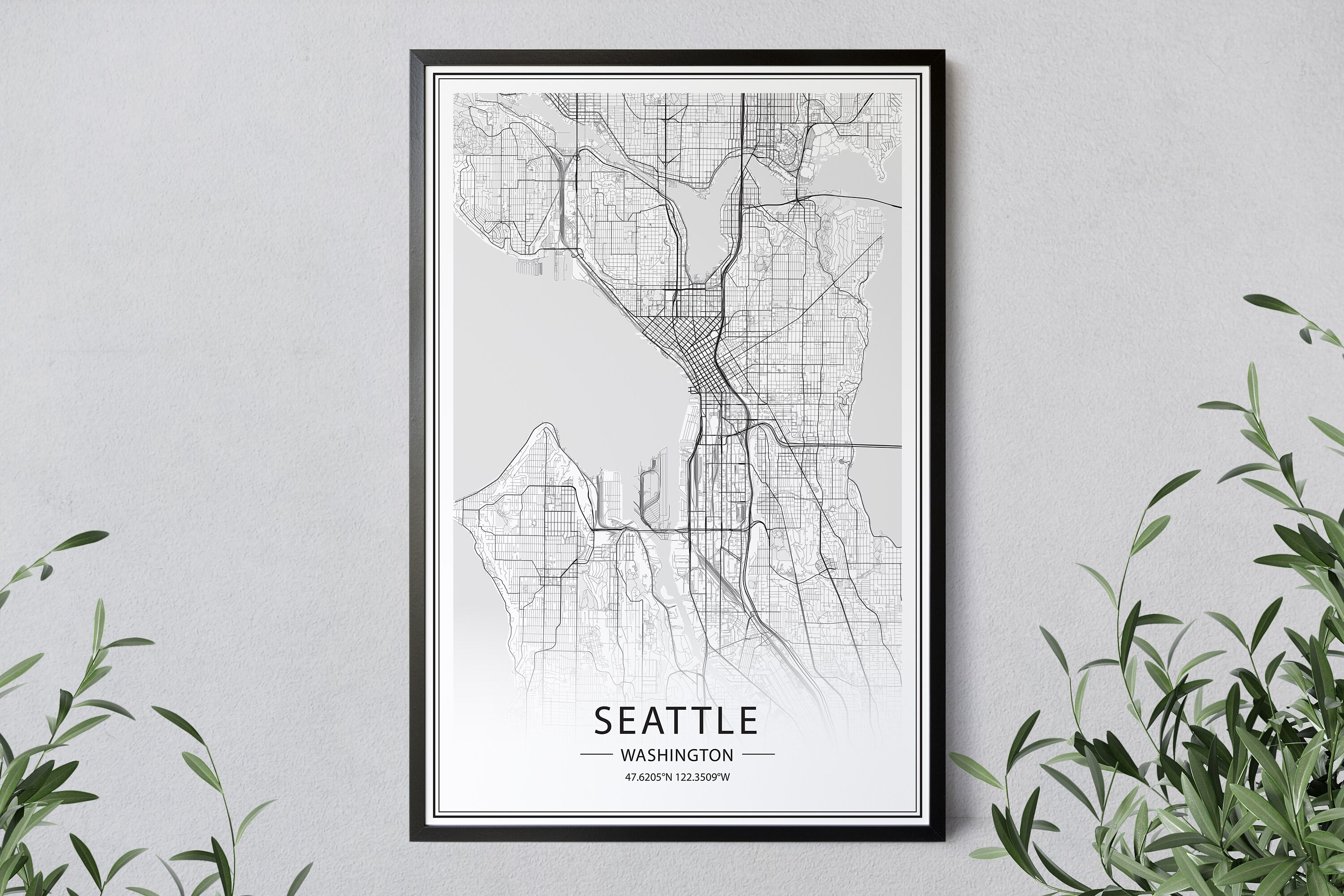 Seattle Map Print, Washington Map Poster, Seattle Street Map ...