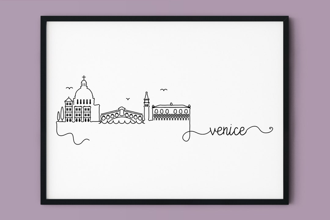 Venice Skyline Print, Italy Printable Decor, Venice Pen Line Print ...