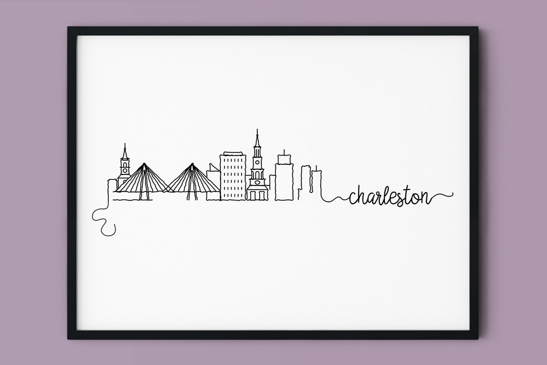 Charleston Skyline Line Art Print: South Carolina Landmark Poster ...