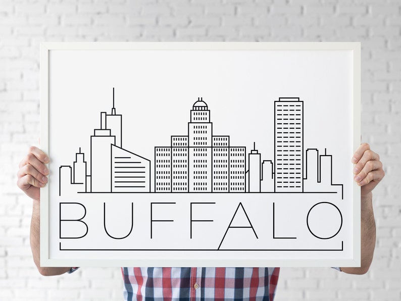 Buffalo Skyline Print, New York Printable, Buffalo Poster, Buffalo City ...