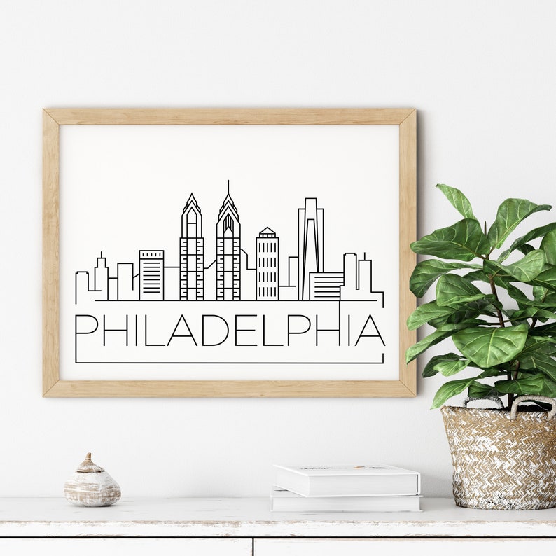 Philadelphia Skyline Print, Philadelphia Printable, Pennsylvania ...