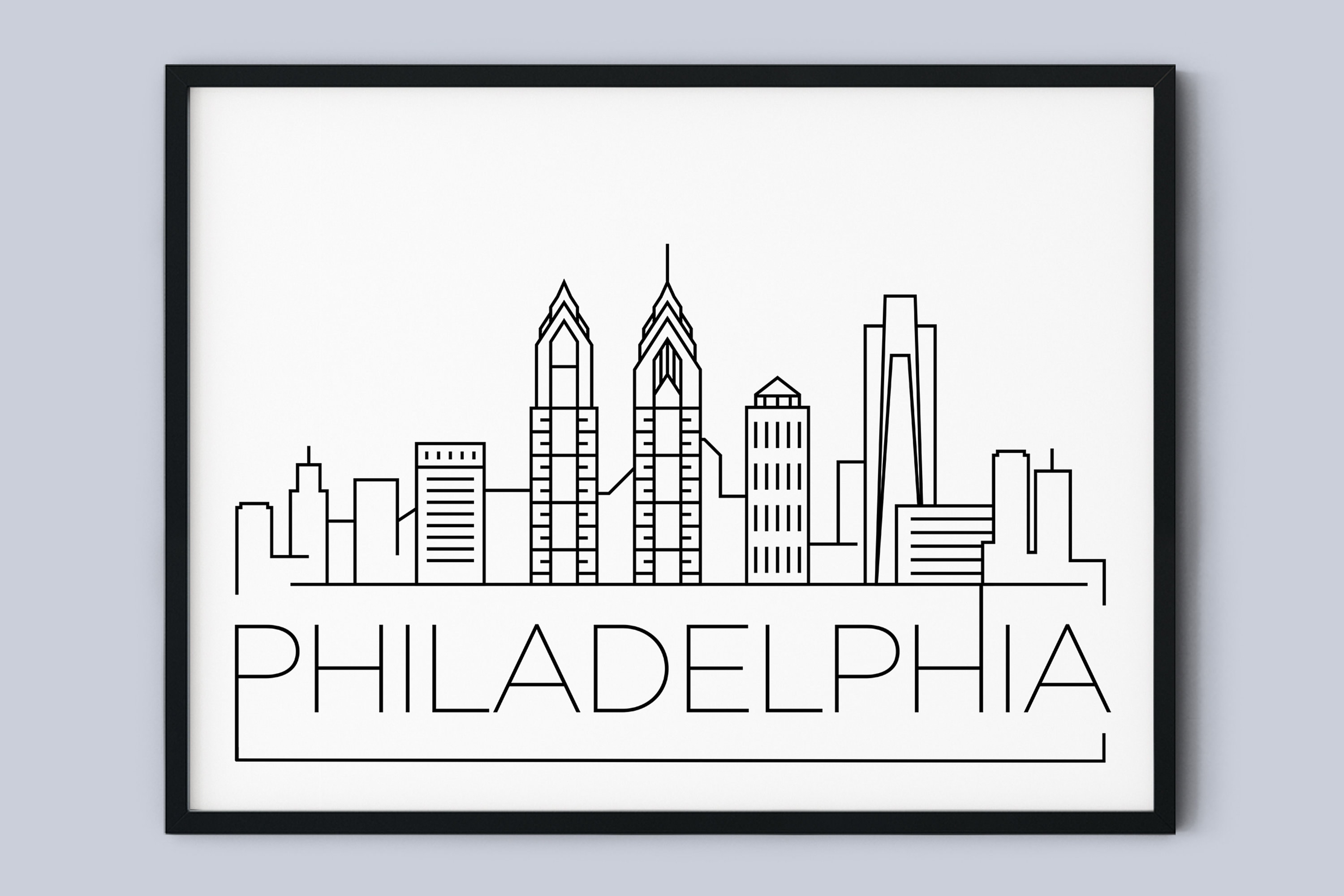 Philadelphia Skyline Print, Philadelphia Printable, Pennsylvania ...
