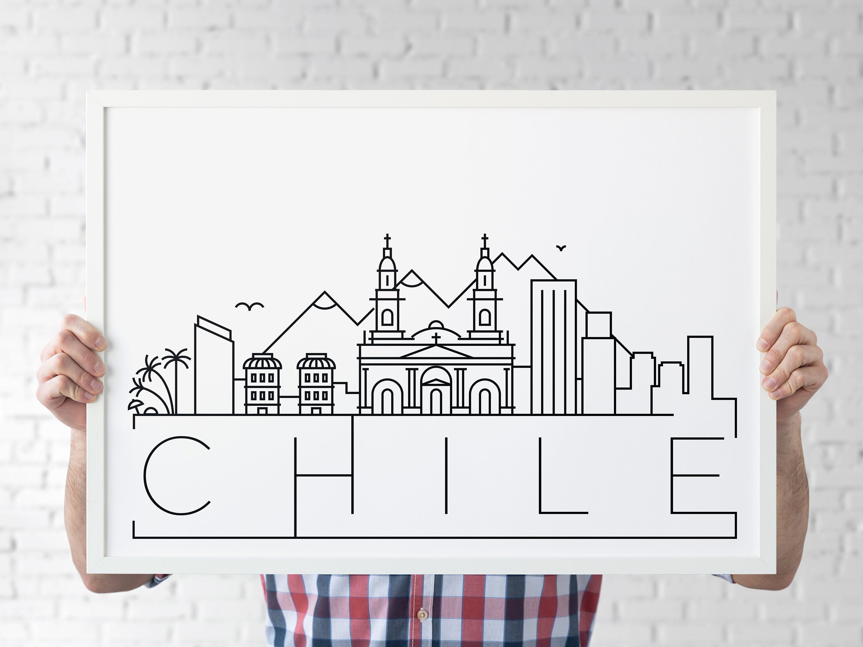 Chile Skyline Print, Santiago Printable, Chile Poster, Chile City Print ...