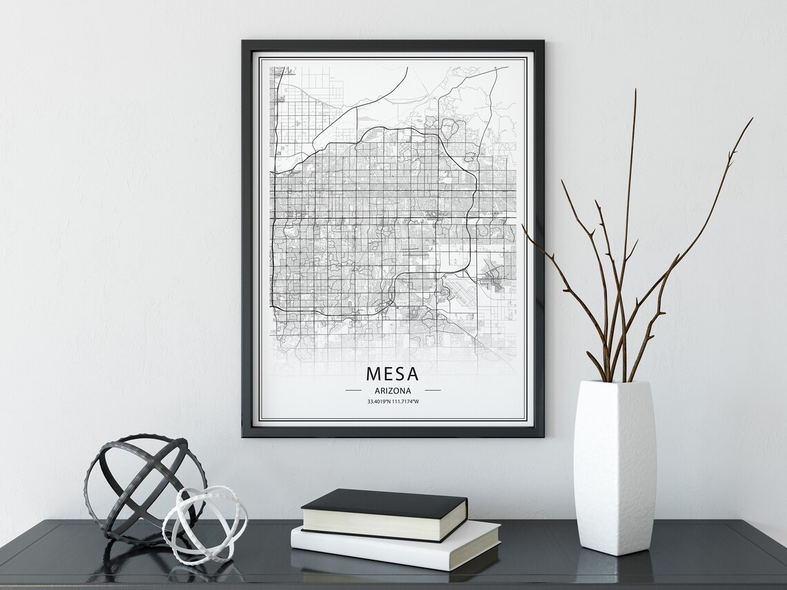 Mesa Map Print, Arizona Map Poster, Mesa Street Map, Mesa Printable ...