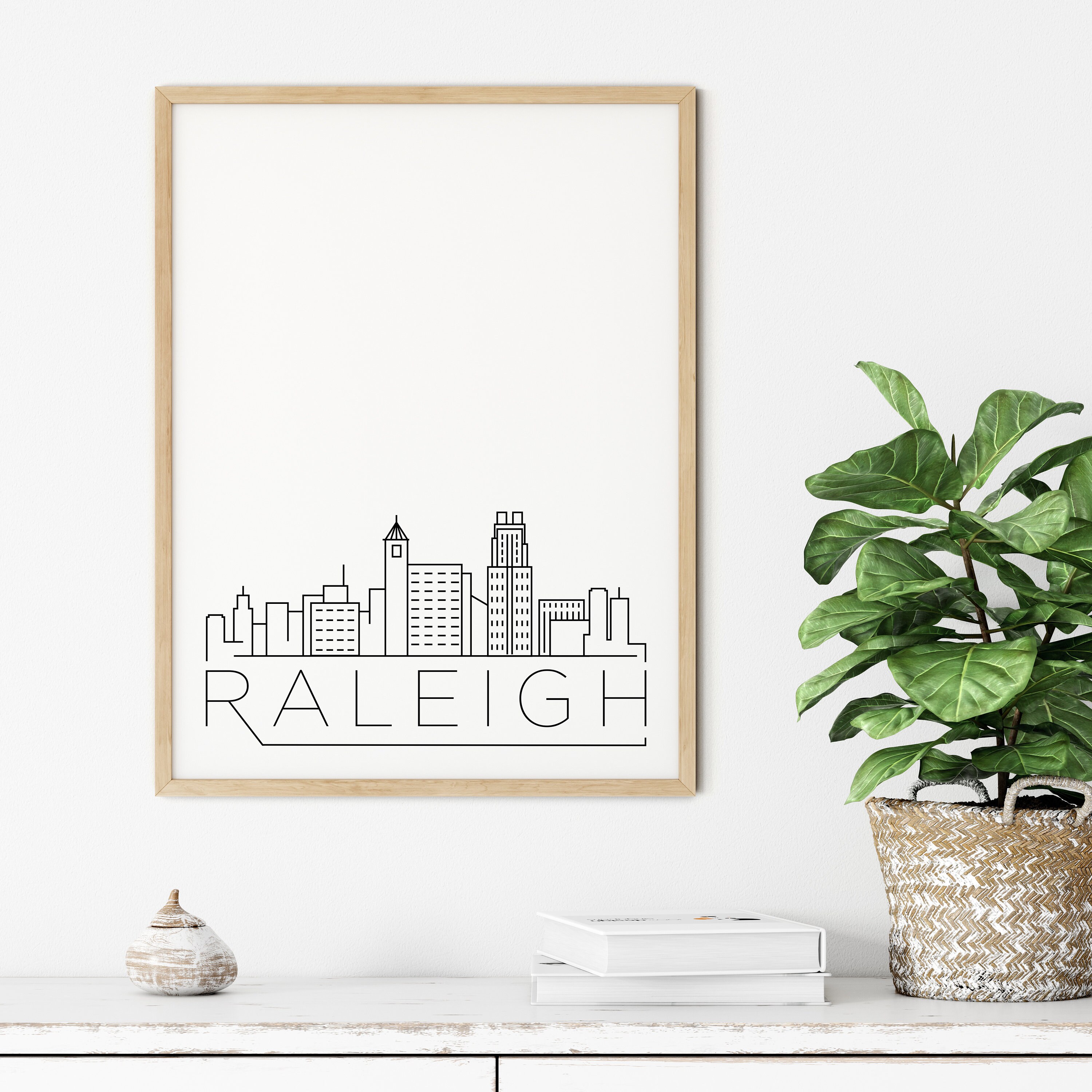 Raleigh Print Set of 2 Raleigh Skyline Print Raleigh Map - Etsy