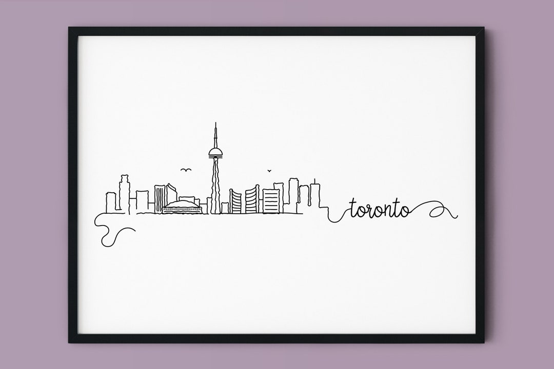 Toronto Skyline Print, Ontario Printable Decor, Canada Pen Line Print ...