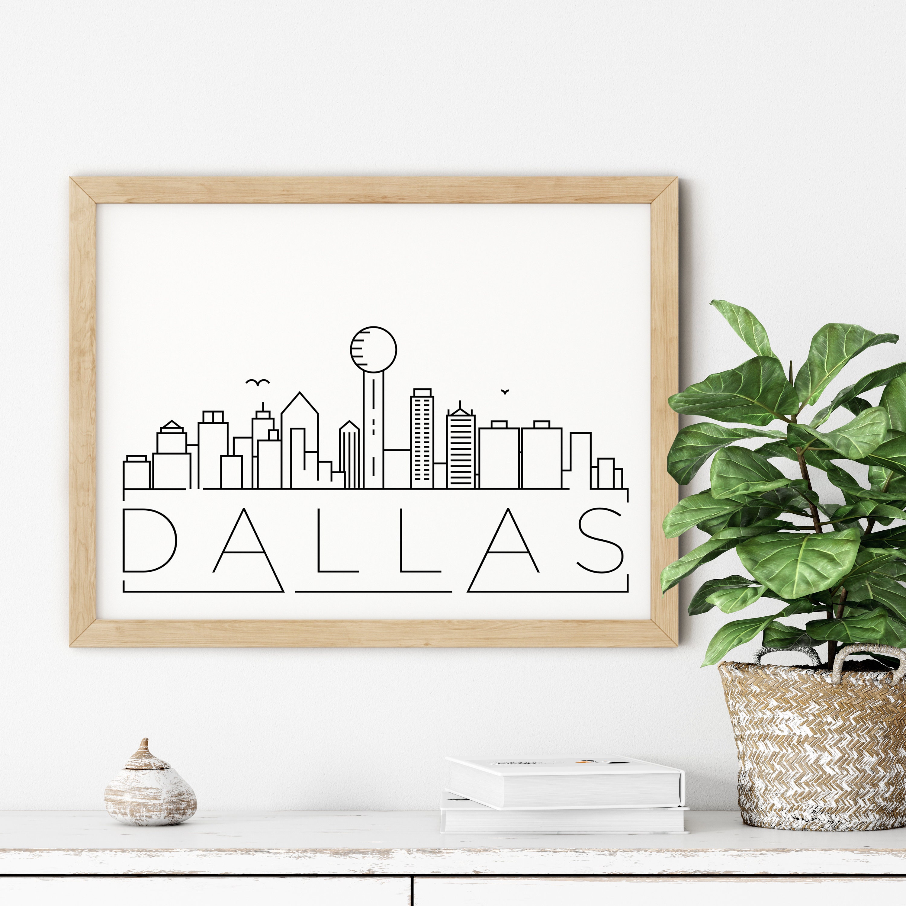 Dallas Skyline Minimalist Art Print: Texas Landmark Poster (instant ...