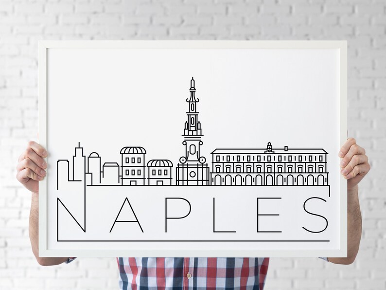 Naples Skyline Print, Naples Printable, Naples Landmark Poster, Naples ...