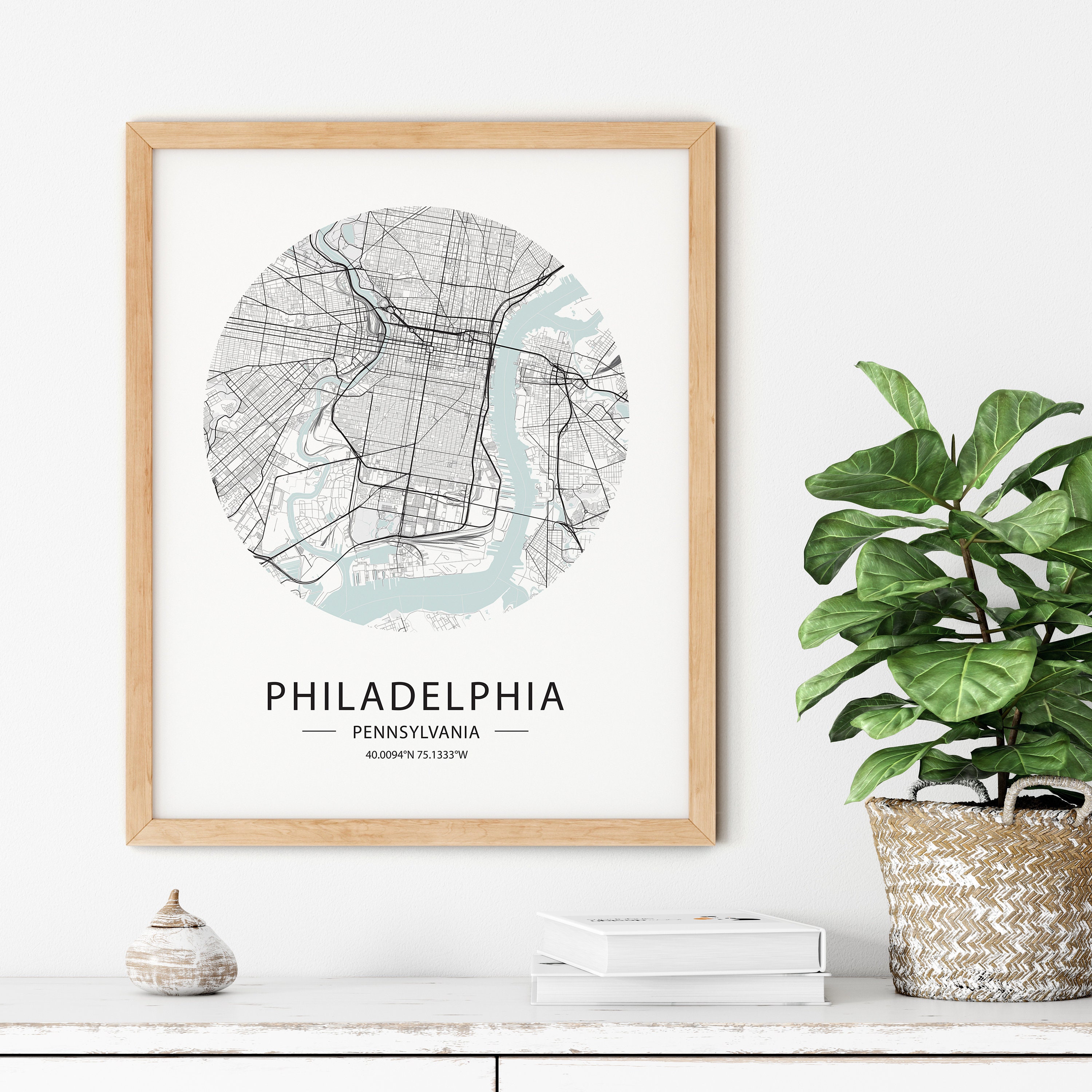 Philadelphia Map Print, Pennslyvania Map Poster, Philadelphia Street ...