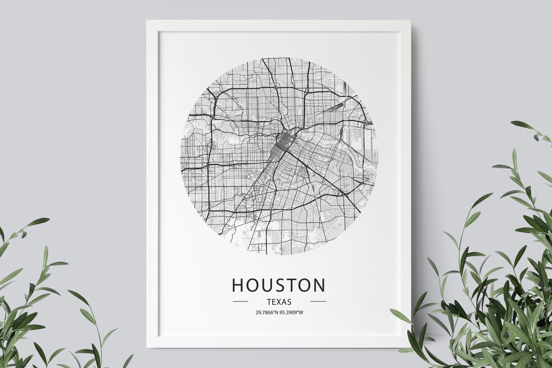 Houston Street Map Art Print (instant Download) - Etsy