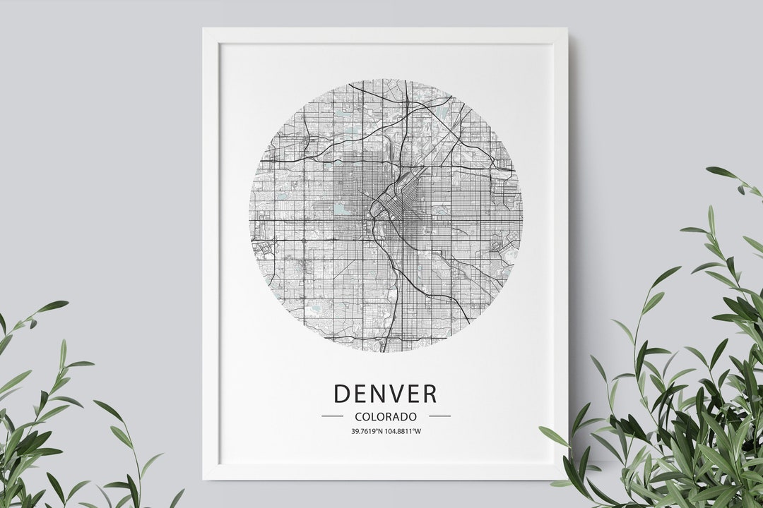 Denver Map Print, Denver Map Poster, Denver Street Map, Map of Denver ...