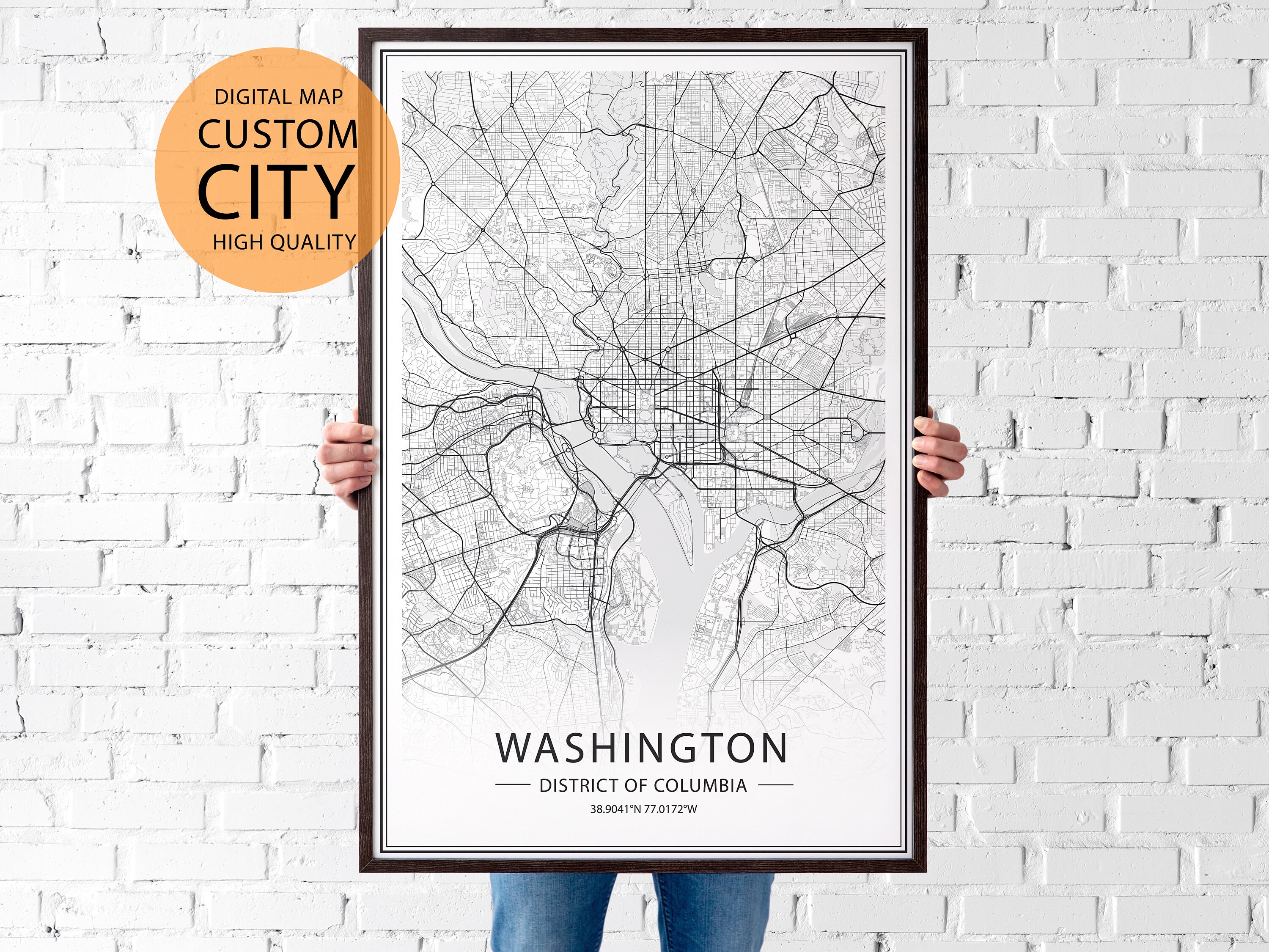 Custom Map Print SET of 4, Personalized Map Print, Custom Locations ...