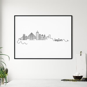 Boston Skyline Print, Massachusetts Printable Wall Decor, Boston Pen ...