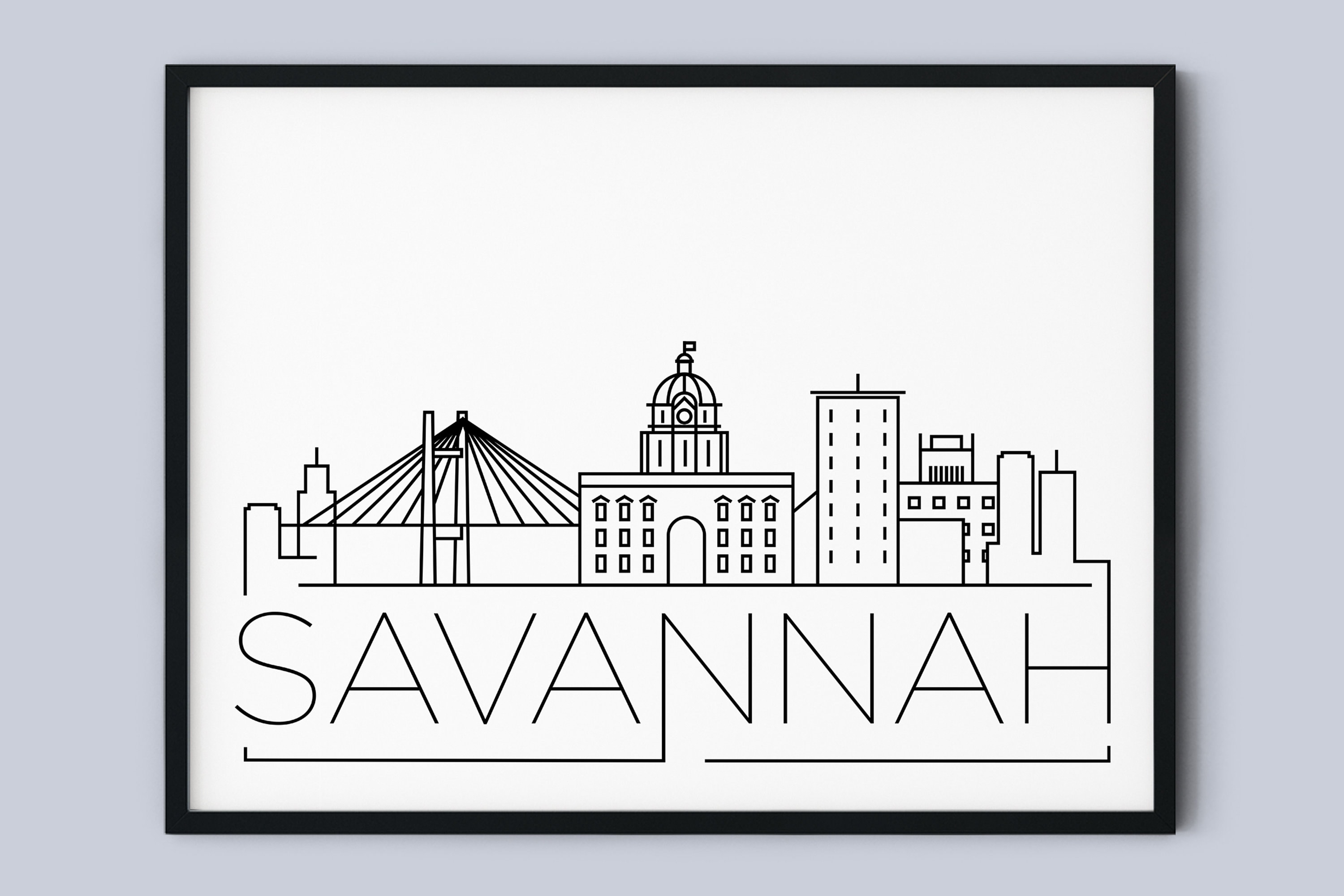 Savannah Skyline Print, Georgia Printable, Savannah Poster, Savannah ...