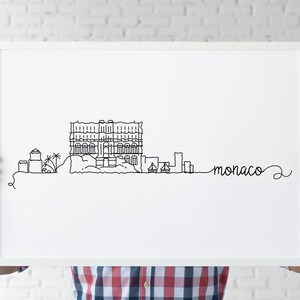 Monaco Skyline Print, Monaco Printable Decor, Monaco Pen Line Print ...