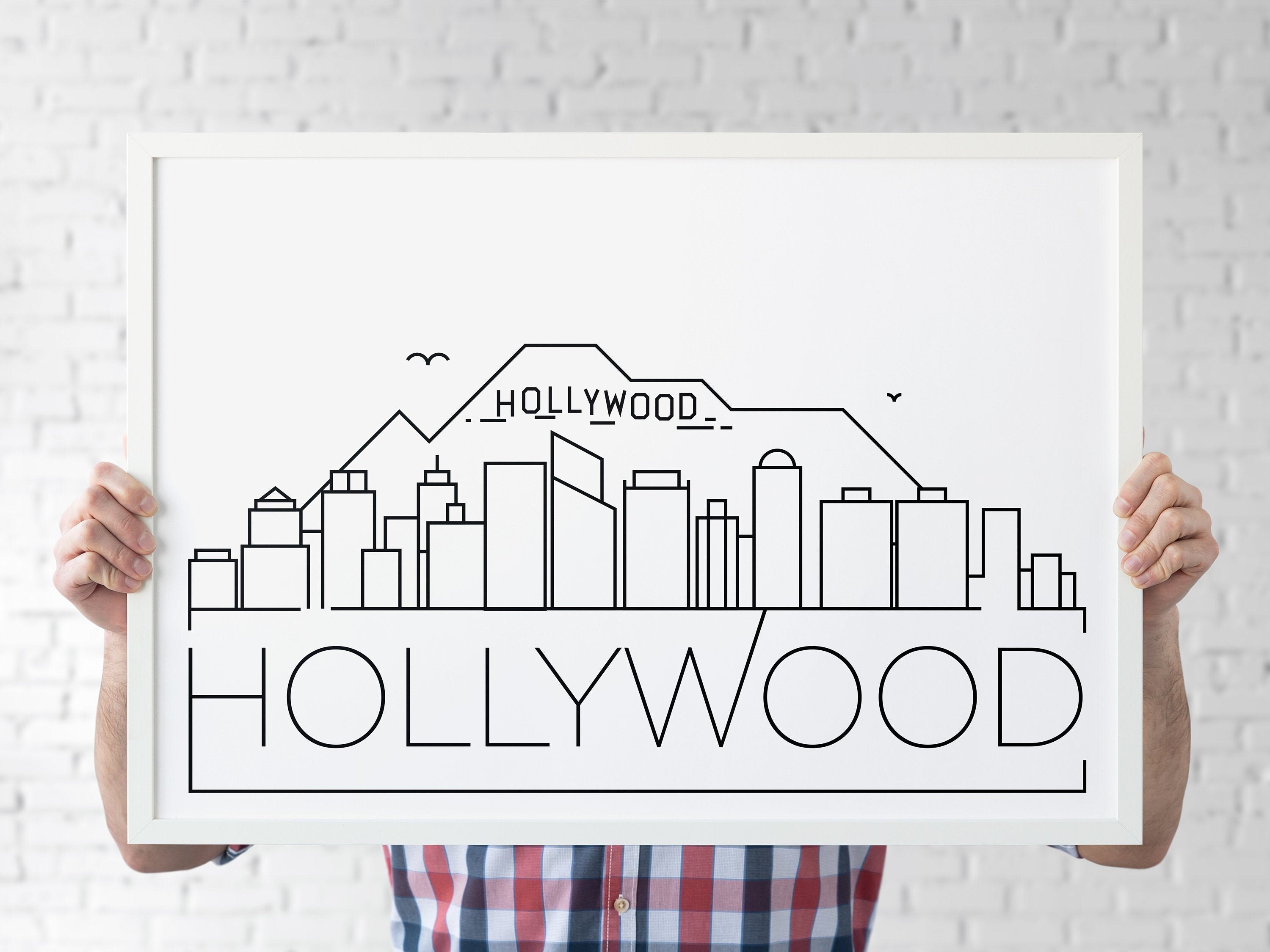 Hollywood Skyline Print, Los Angeles Printable, Hollywood Poster ...