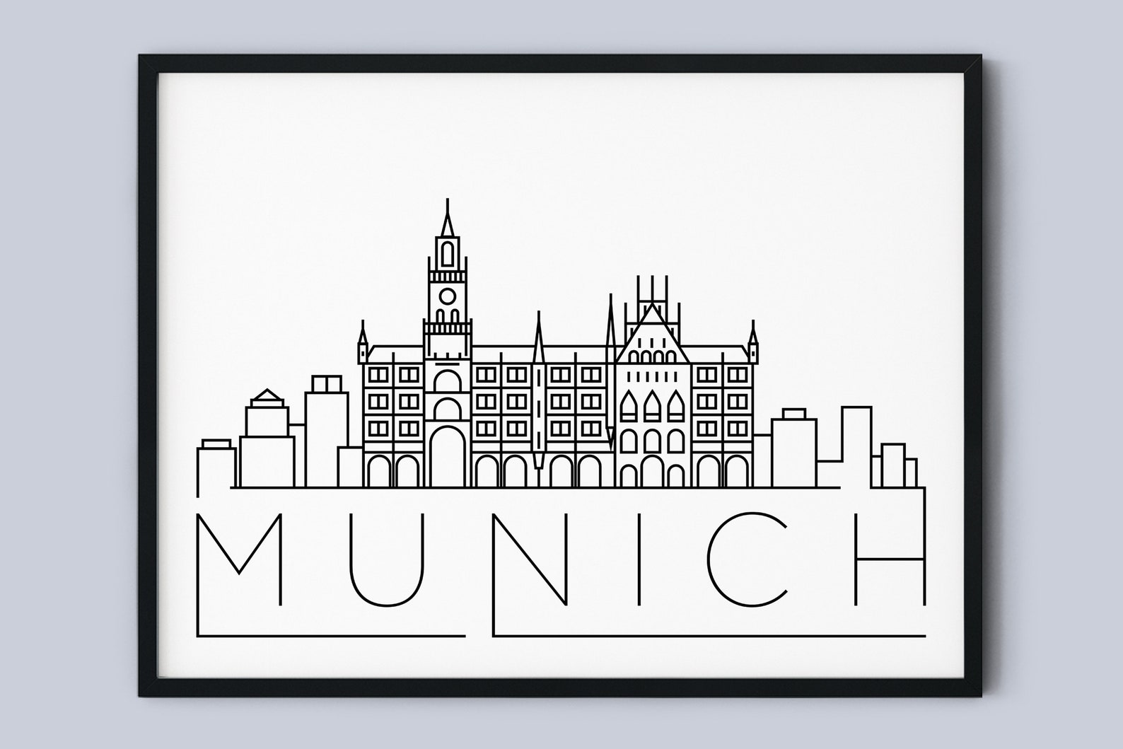 Munich Skyline Print, Munich Printable, Germany Landmark Poster, Munich ...
