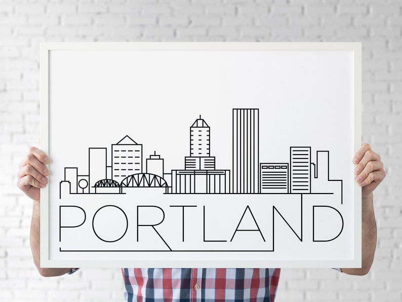 Portland Skyline Print Oregon Printable Portland Poster | Etsy