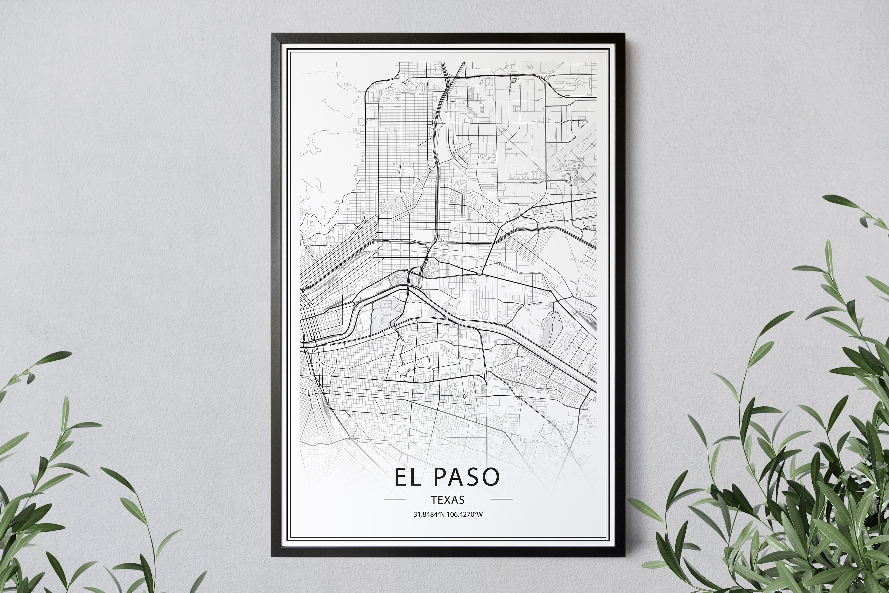 El Paso Map Print Texas Map Poster El Paso Street Map Texas - Etsy