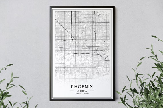 Phoenix Map Print Arizona Map Poster City Map Print wall | Etsy