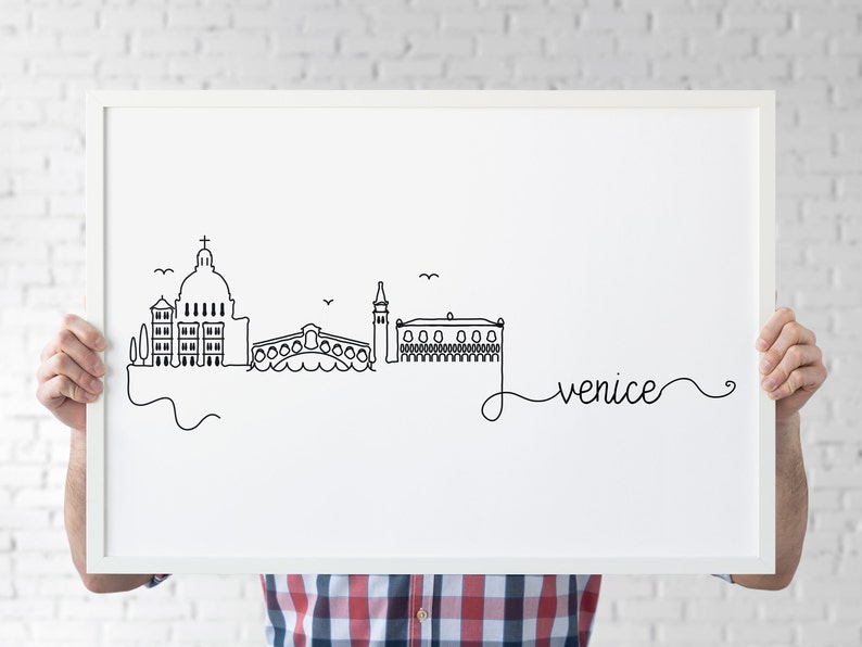 Venice Skyline Print, Italy Printable Decor, Venice Pen Line Print ...