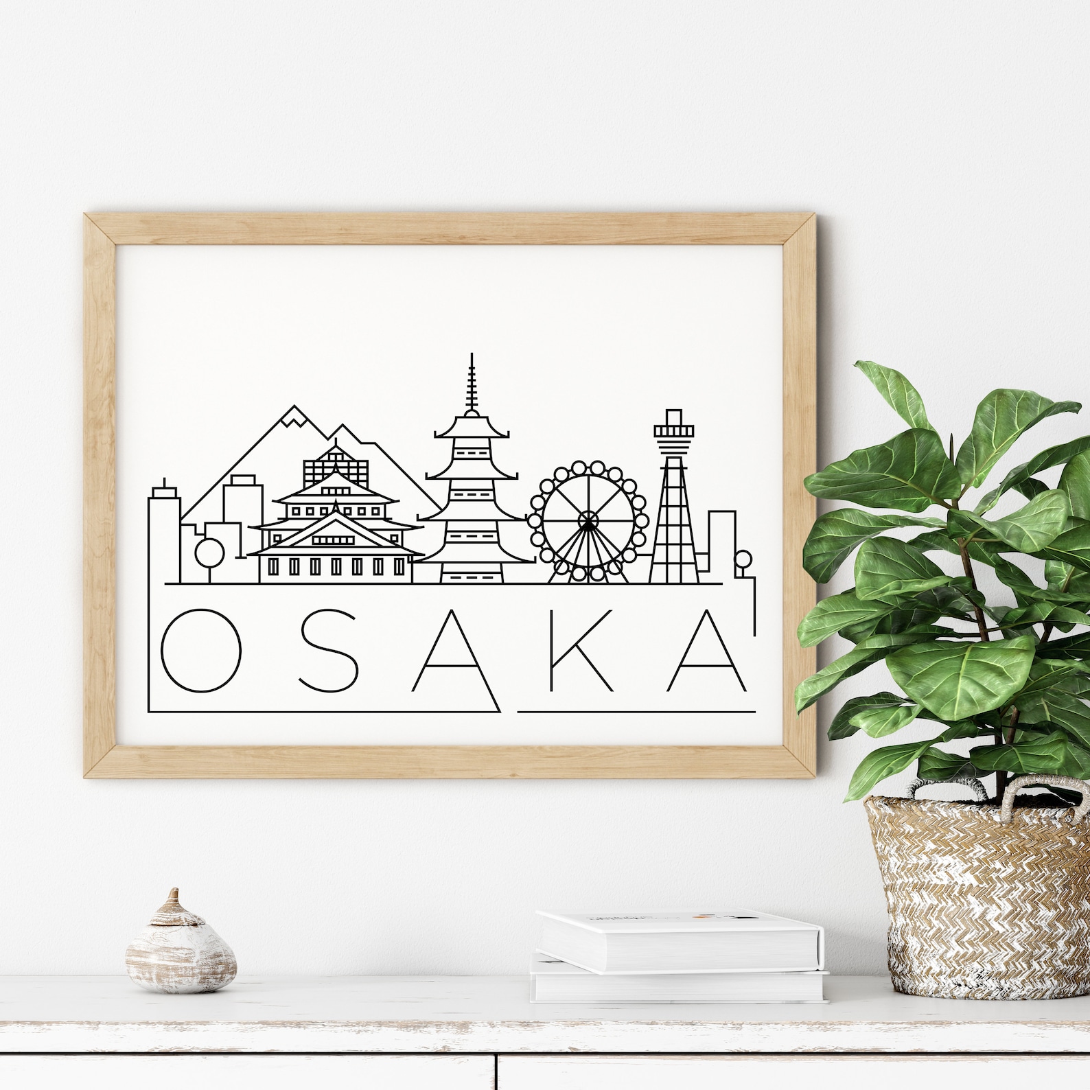 Osaka Skyline Print, Osaka Printable, Osaka Landmark Poster, Osaka City ...