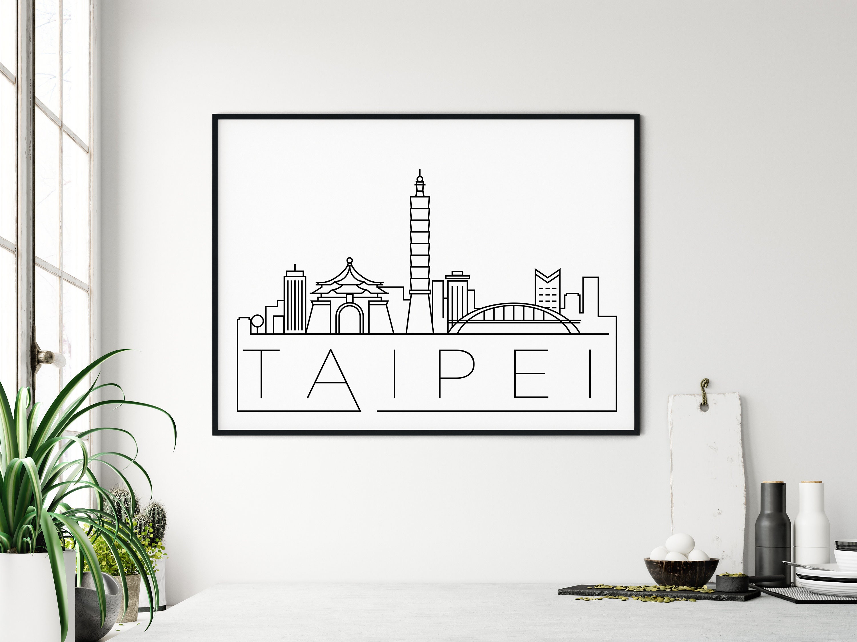 Taipei Skyline Print, Taiwan Printable, Taipei Landmark Poster, Taipei ...