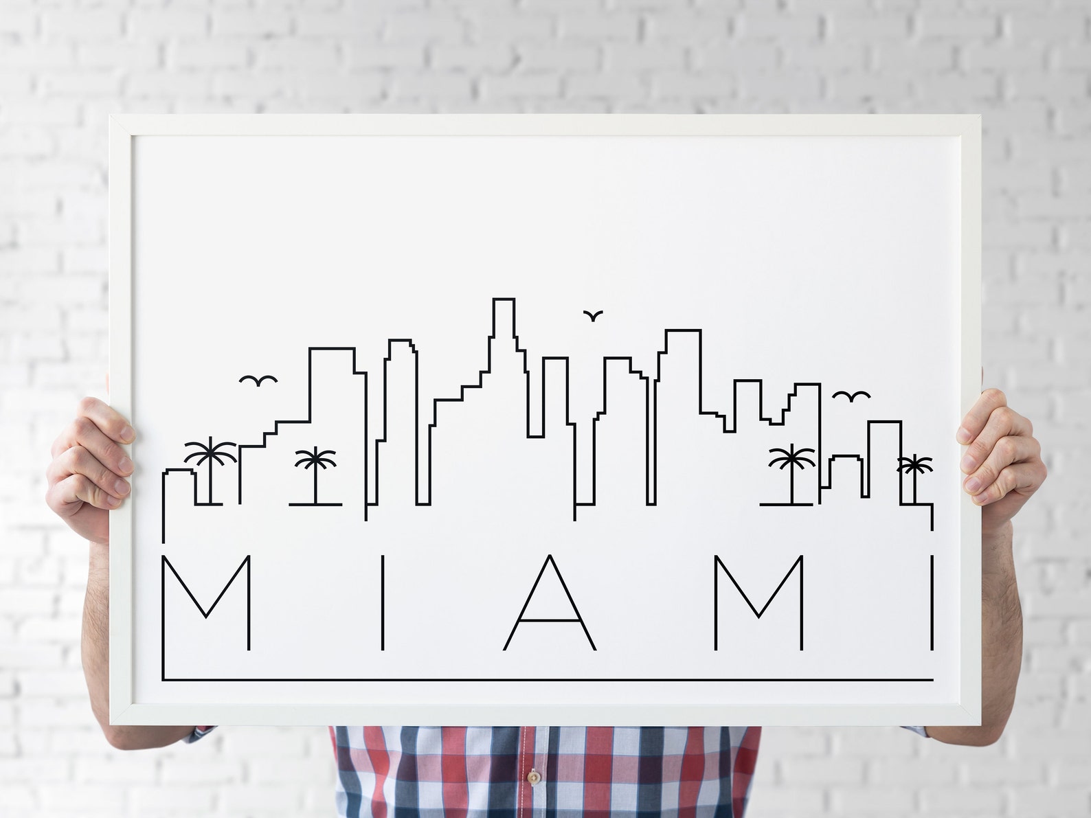 Minimalist Miami Skyline Art Print: Florida Landmark Decor (instant ...