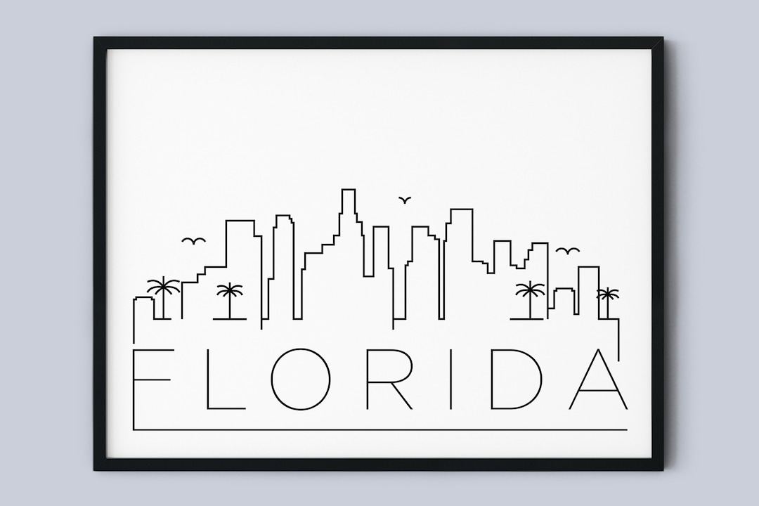 Florida Skyline Print, Florida Printable, Florida Poster, Florida City ...