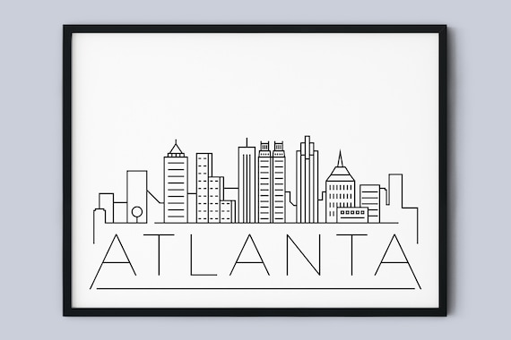 Atlanta Skyline Print Georgia Printable Atlanta Poster | Etsy