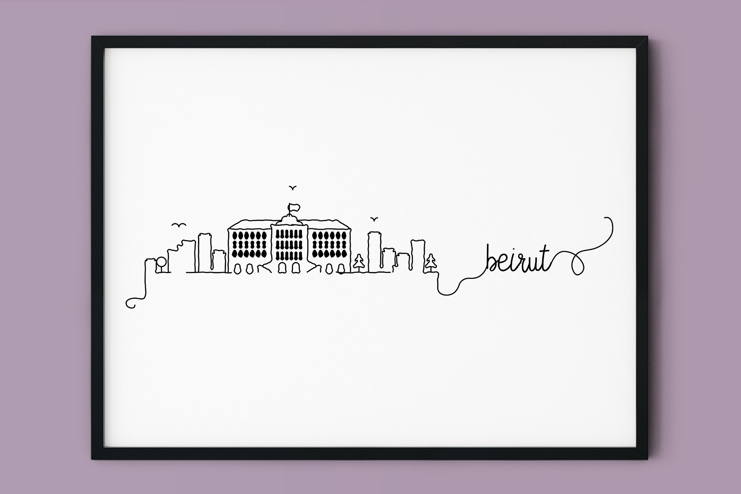 Beirut Skyline Print, Lebanon Printable Wall Decor, Beirut Pen Line ...