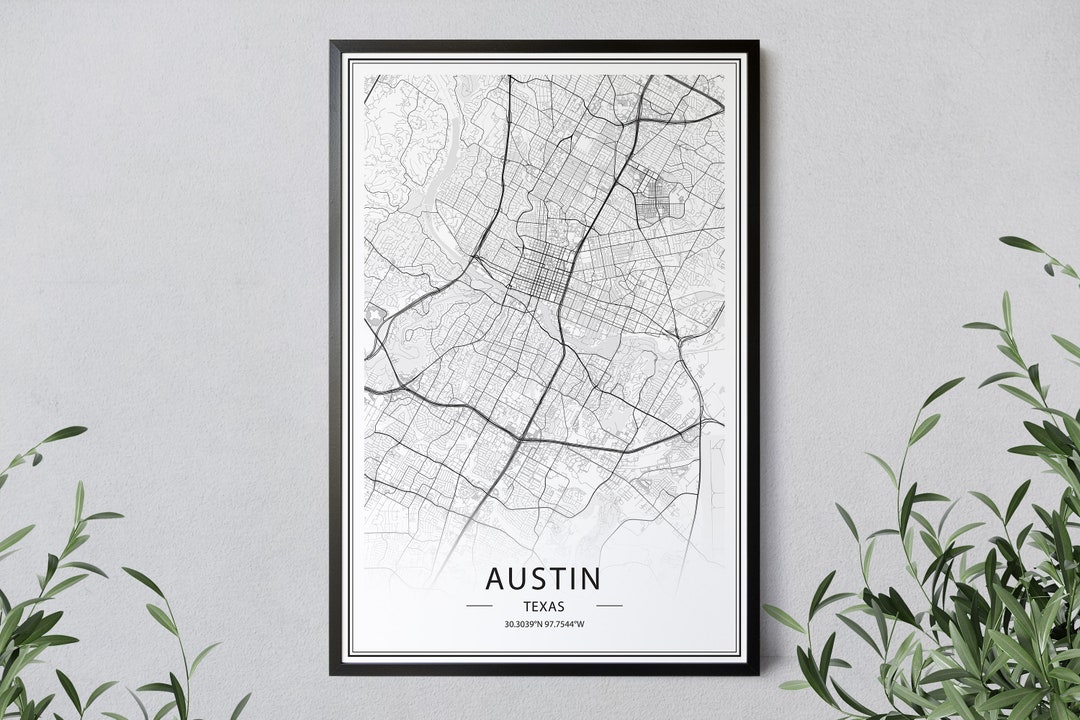 Austin City Map Print, Texas Map Print, Austin Street Map Art, Texas ...