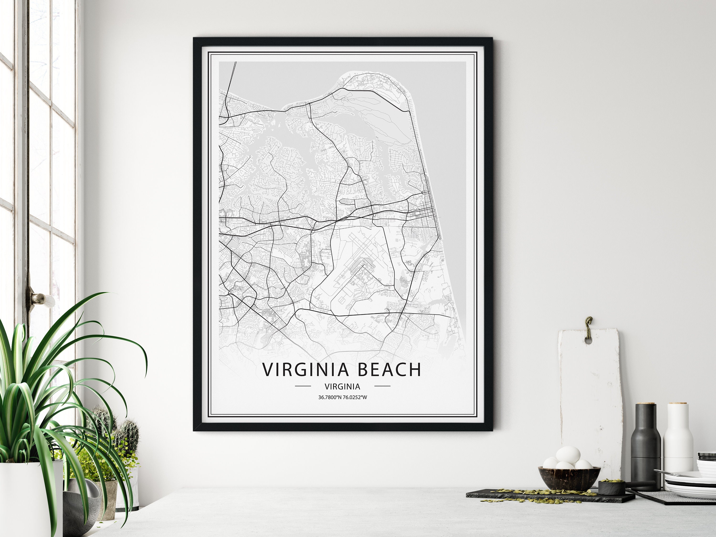 Virginia Beach Map Print, Virginia Map Poster, Virginia Beach Street ...