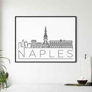 Naples Skyline Print, Naples Printable, Naples Landmark Poster, Naples ...