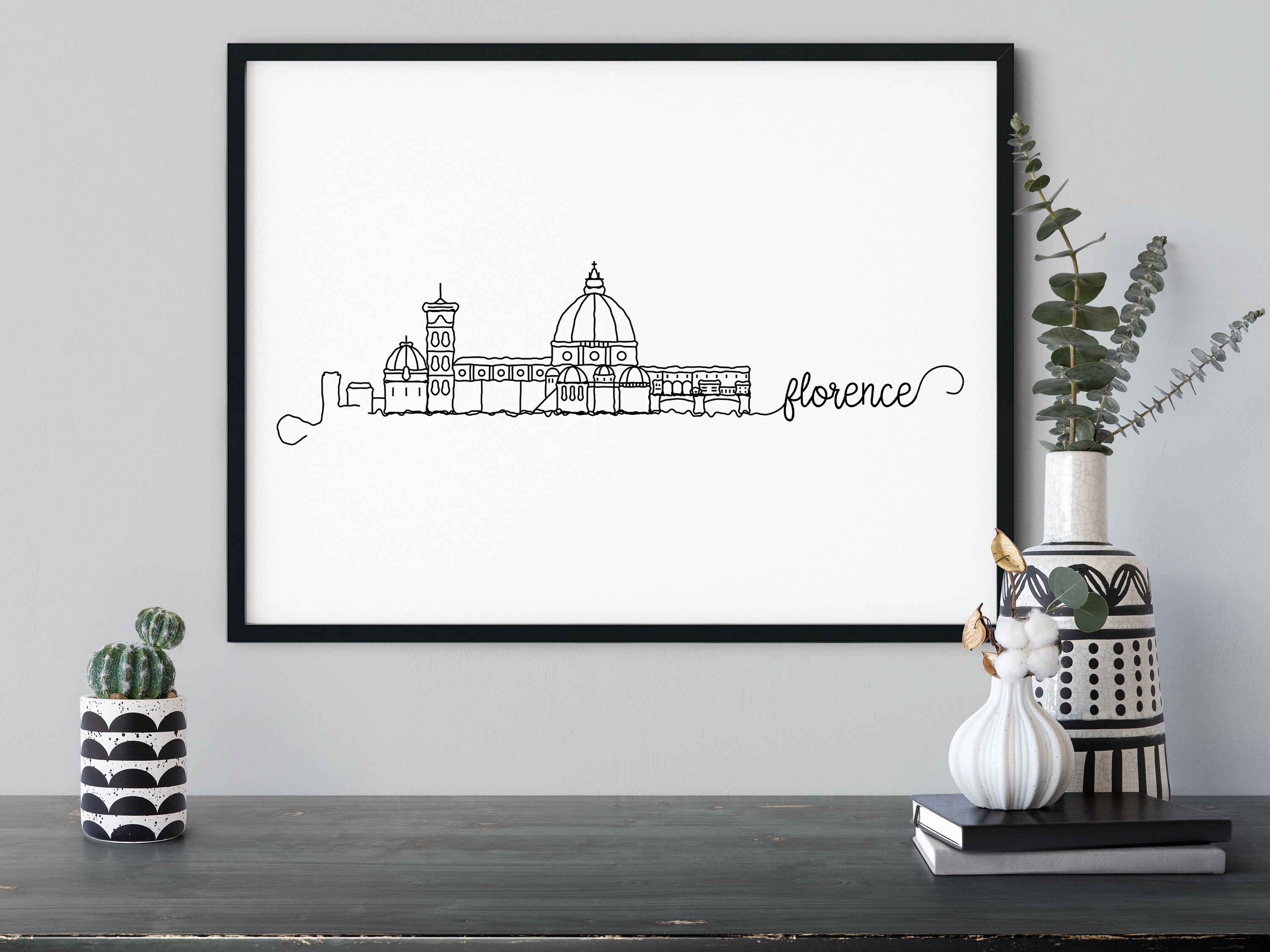 Florence Skyline Print, Italy Printable Decor, Florence Pen Line Print ...