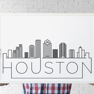 Houston Skyline Print Texas Printable Houston Poster | Etsy